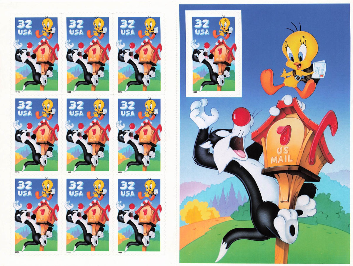 1998 Tweety and Sylvester 32-Cent Stamp Sheet – Maple Springs